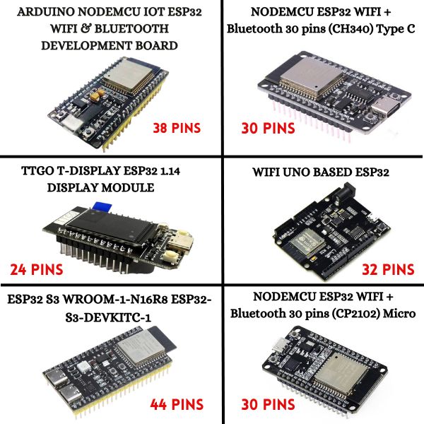 NODEMCU ESP32 WIFI + Bluetooth 30 pins (CH340) Type C, Micro / ARDUINO ...
